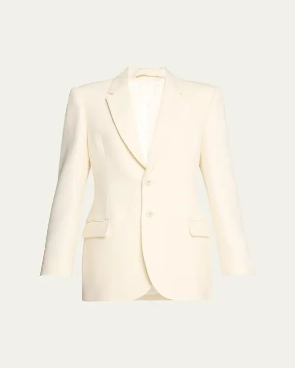 Wardrobe.NYC Contour Wool Blazer - Off White