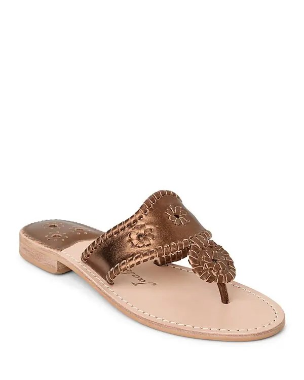Jack Rogers Jacks Whipstitch Thong Sandals - Bronze