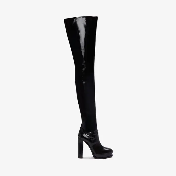 Alexander McQueen Platform Thigh-high Boot - Black | Editorialist