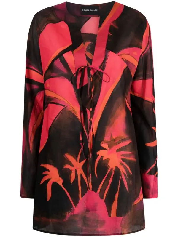 LOUISA BALLOU Floral-print Minidress - Red