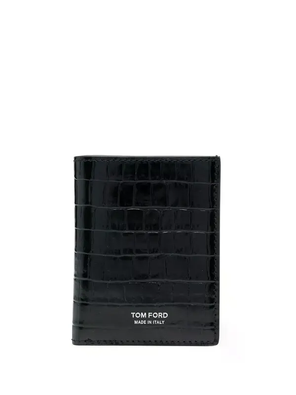 Tom Ford Crocodile-Effect Leather Card Holder - Black | Editorialist
