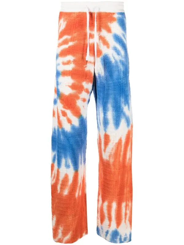 COUNTY OF MILAN Marcelo Burlon Tie-dye Macramé Trousers - Blue