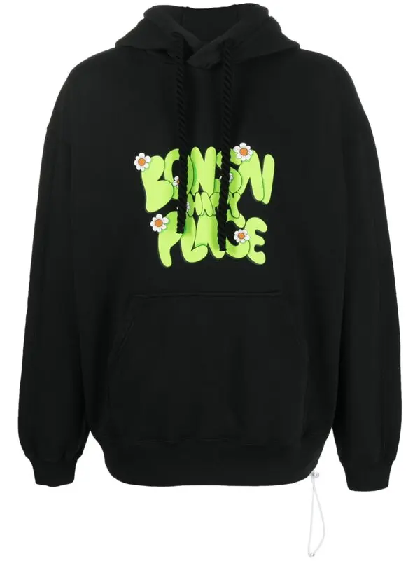 BONSAI Logo-print Cotton Hoodie - Black