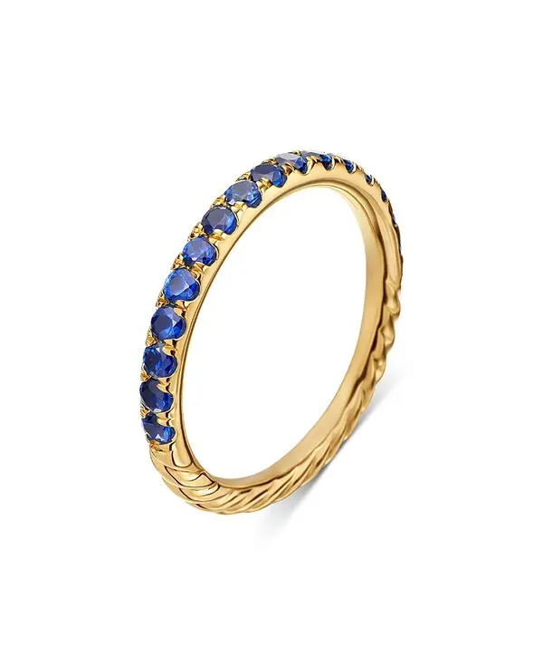 David Yurman 18k Yellow Gold Cable Sapphire Ring - Blue/gold