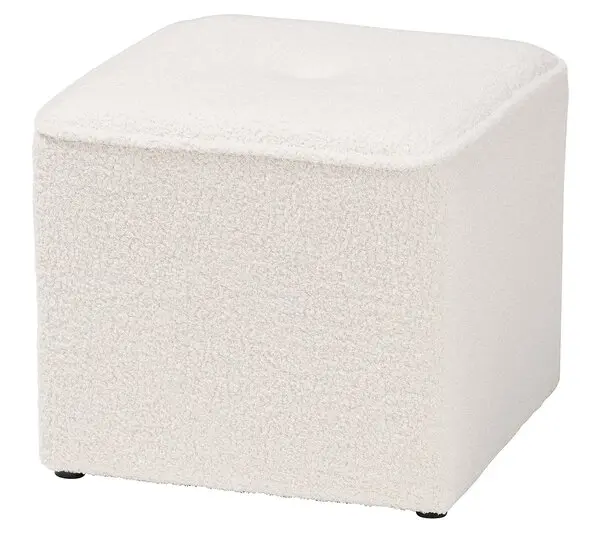 BAXTON STUDIO Isaiah Boucle Upholstered Ottoman