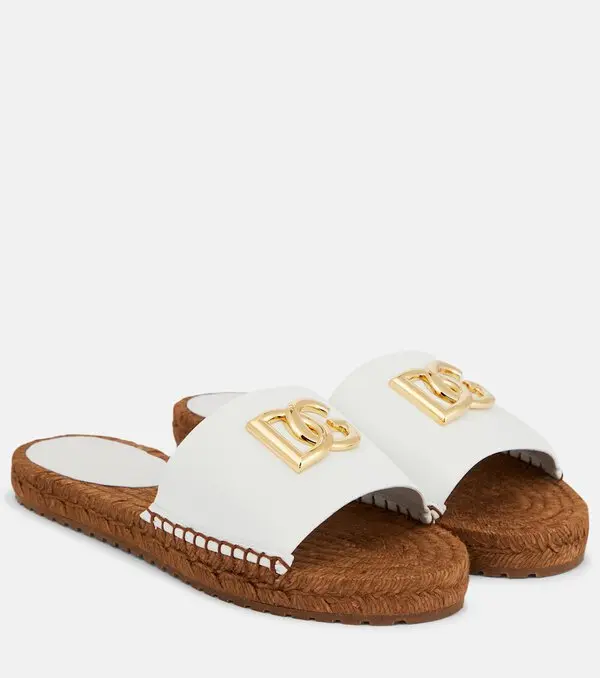 Dolce & Gabbana Embellished Leather Espadrilles - Black