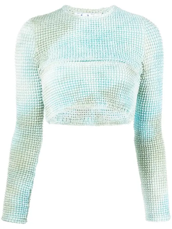 Off-White Tie-dye Cut-out Top - Blue