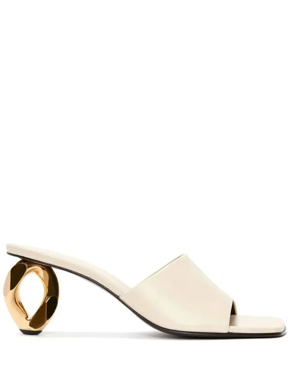 JW Anderson Chain Heel Leather Sandals - Neutrals
