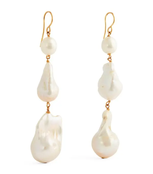 JIL SANDER Pearl Drop Earrings - Yellow