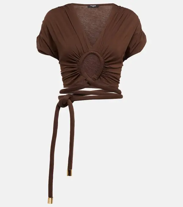Balmain Draped Cutout Tie Top