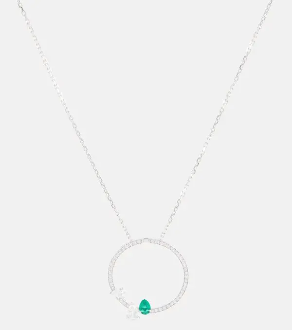 REPOSSI Serti Sur Vide 18kt Gold Necklace With Diamonds And Emerald - White