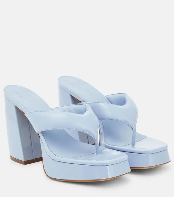 GIA BORGHINI Patent Leather Platform Sandals - Blue