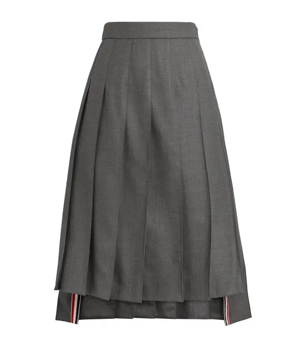 Thom Browne Pleated Midi Skirt - Grey