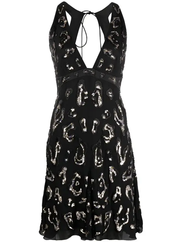 Roberto Cavalli Sequin-embellished Open-back Dress