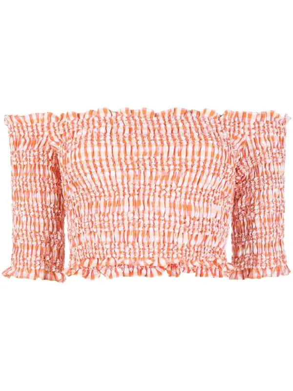 Kenzo Off-shoulder Gingham Top