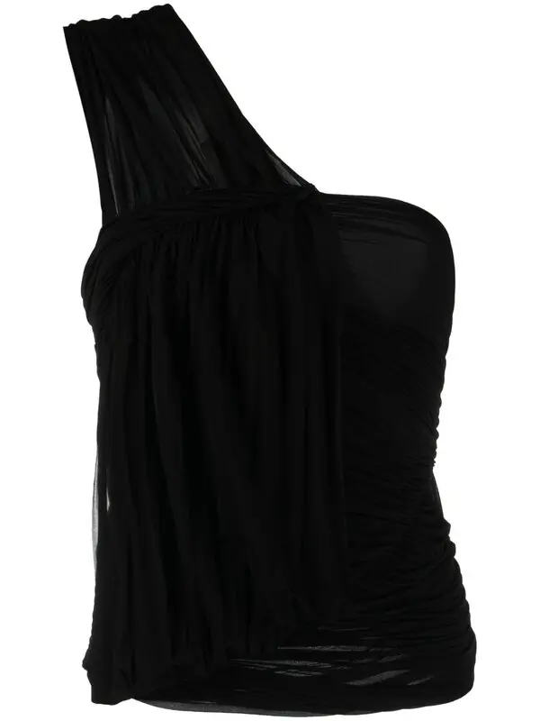 Rick Owens Edfu Ruched Draped Top - Black