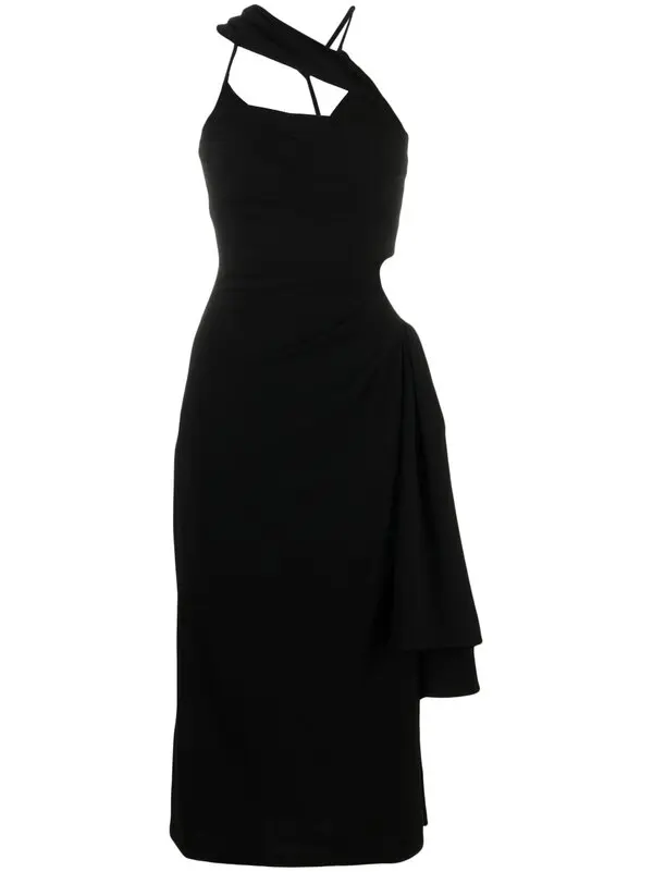 Jacquemus Abanada Draped Asymmetric Dress - Black