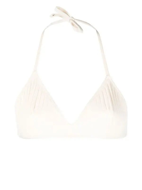 ERES Ribbed Triangle Bikini Top - White
