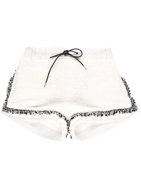 Sacai High-waisted Tweed Shorts - White