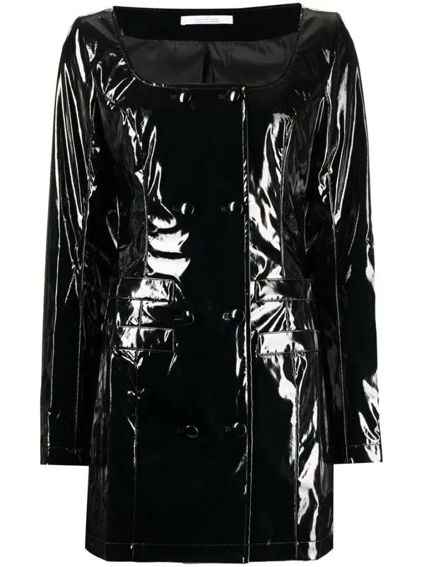 Rokh Patent-Finish Double-Breasted Dress In Black - 68% Off | Editorialist