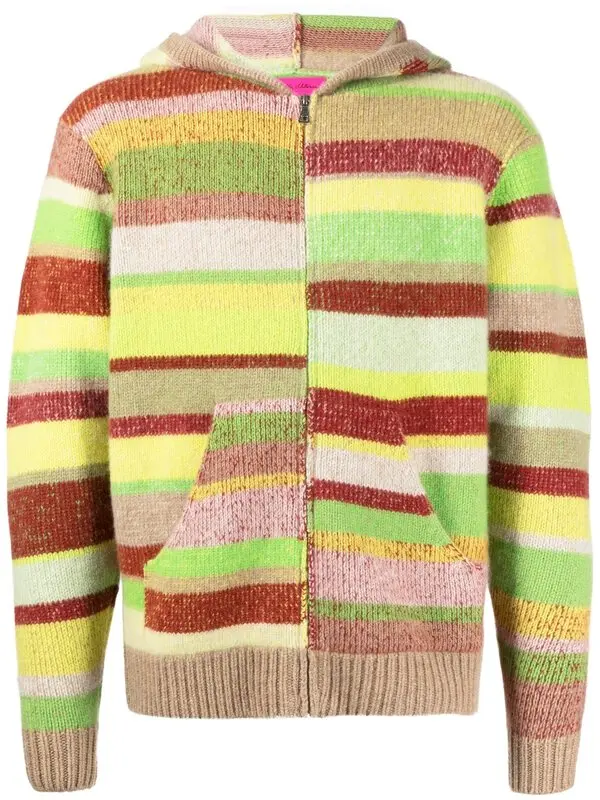 THE ELDER STATESMAN Multi-stripe Zip-up Hoodie