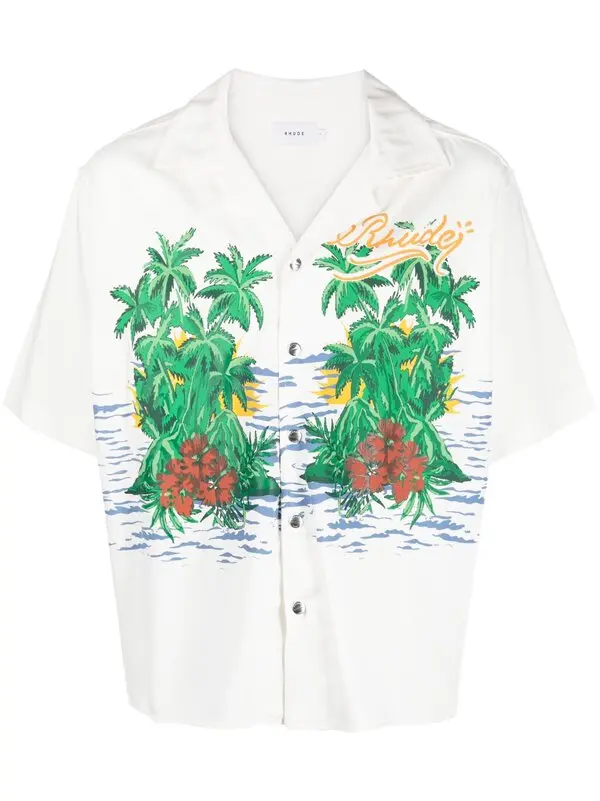 Rhude Palmas Snap Short-sleeve Shirt