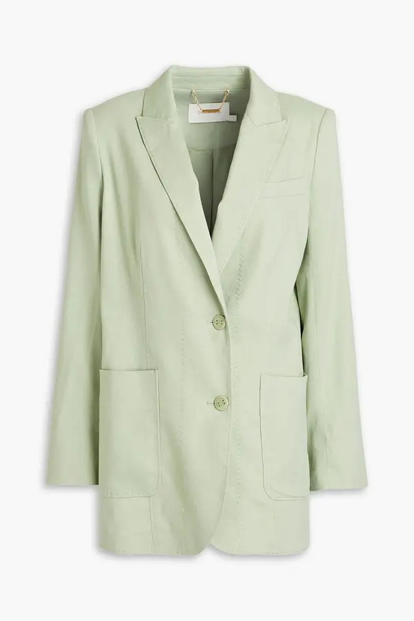 Zimmermann Linen-blend Twill Blazer - Sage Green
