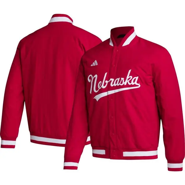 Adidas Red Huskers Baseball Coaches Full-Snap Jacket - Scarlet ...