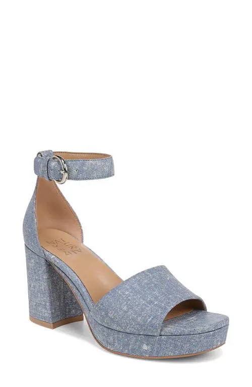 Naturalizer Pearlyn Ankle Strap Platform Sandal - Clear Sky Blue Suede