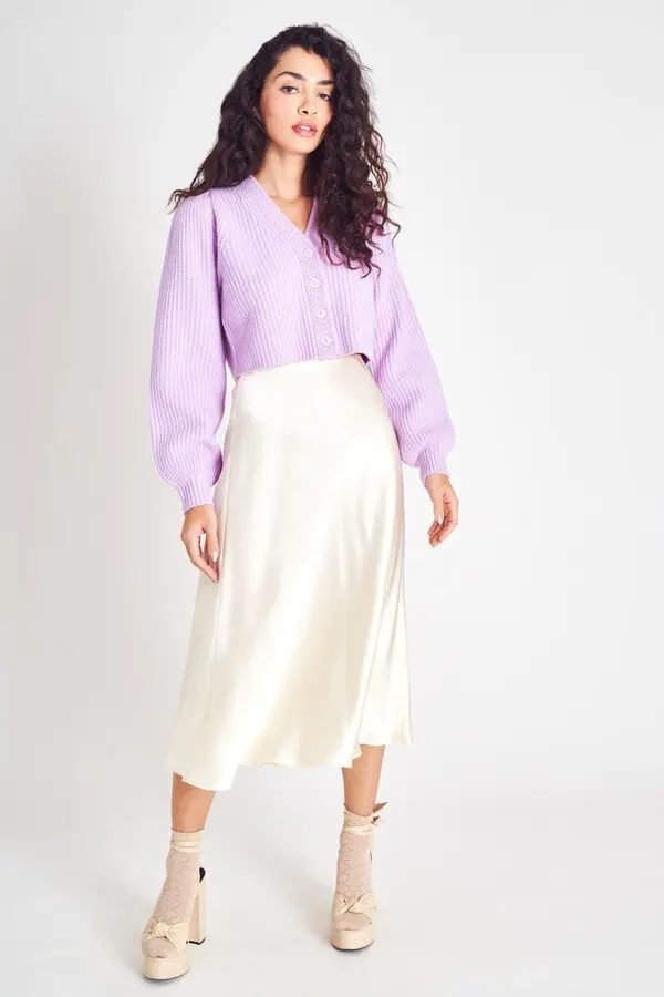 Loveshackfancy Aldrin Silk Midi Skirt In Neutral 70% Off
