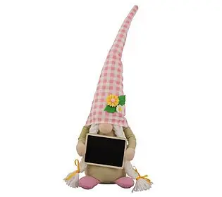 NORTHLIGHT 16' Gingham Plaid Springtime Gnome W /chalkboard