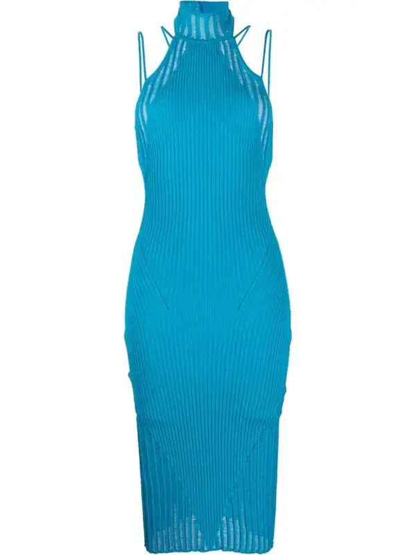skylar gold metallic knit midi dress Zimmermann Luna Metallic Halter Knit Midi Dress main image 1