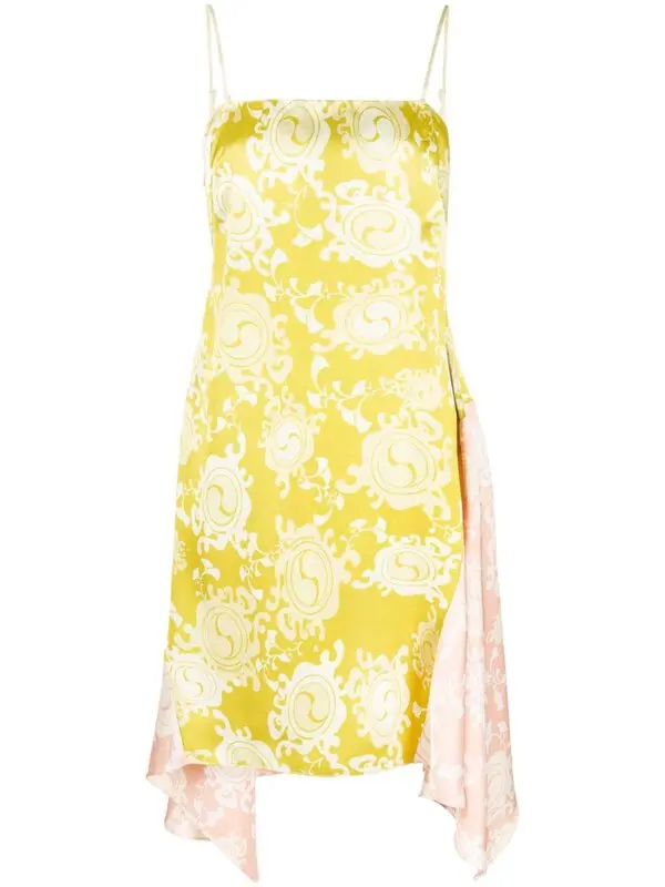 Dsquared2 Floral-print Draped Dress - Yellow