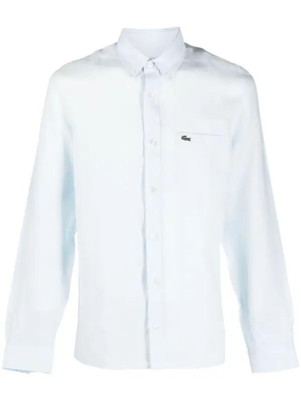 Lacoste Logo-embroidered Linen Shirt - Blue