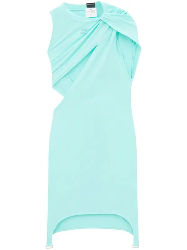 COURREGES Cut-out Gathered Mini Dress - Blue