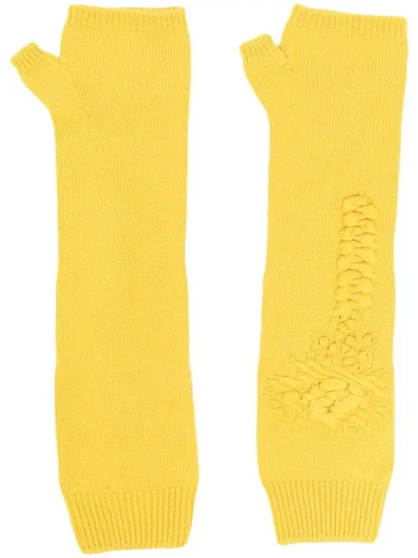BARRIE Cashmere Fingerless Mittens - Yellow