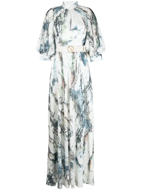 SAIID KOBEISY Graphic-print Sequin-embellished Long Dress