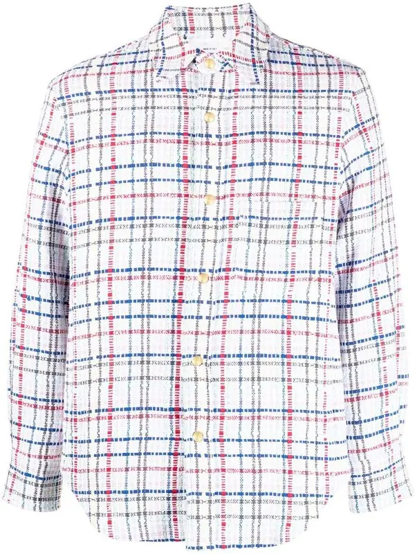 Thom Browne Gingham Check Tweed Overshirt - White