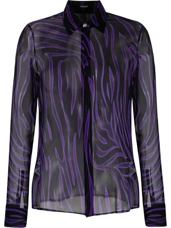 Versace Striped Silk Blouse