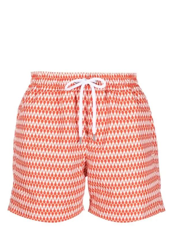 Frescobol Carioca Raquete Print Swim Shorts - Orange