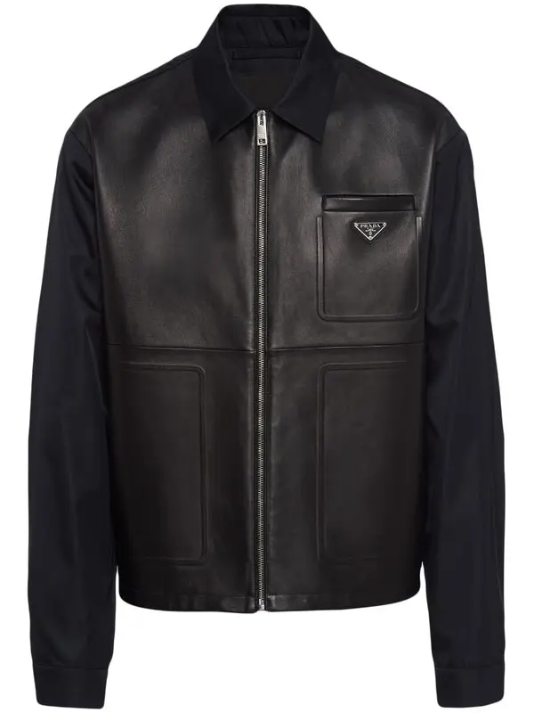 Prada Re-nylon And Leather Jacket