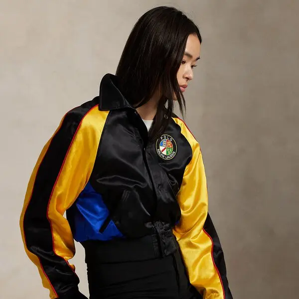 Ralph Lauren Satin Bomber Jacket - Polo Black Multi
