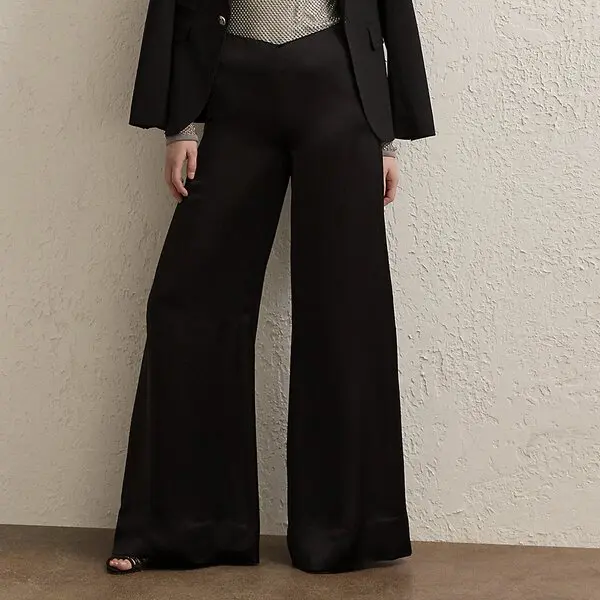 Ralph Lauren Daria Washed Satin Pant - Black