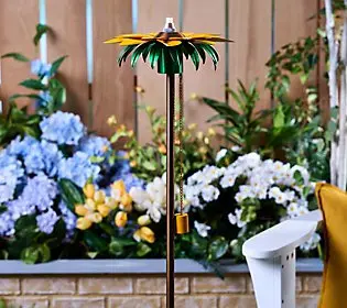 PLOW & HEARTH As Is 42' Metal Flower Shaped Tiki Torch