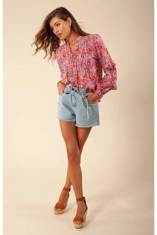 Hale Bob Emilia Lace-up Top - Red