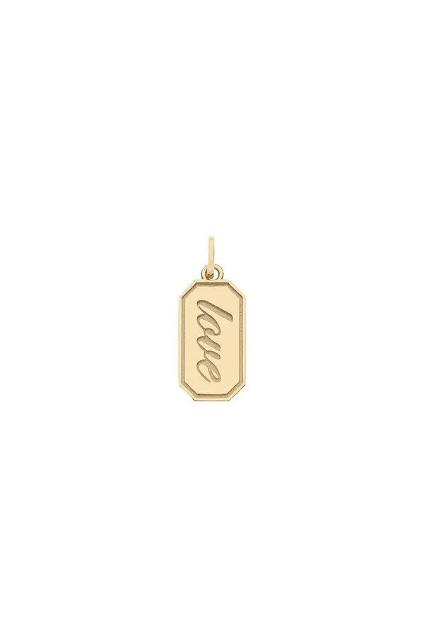 JANE WIN Love Tag Engravable Charm In Solid
