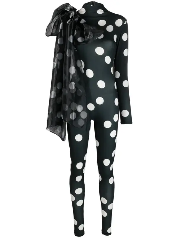ATU BODY COUTURE Bow-detail Polka-dot Jumpsuit