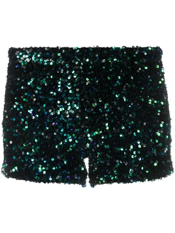 STYLAND Sequin-embellished Mini Shorts - Green
