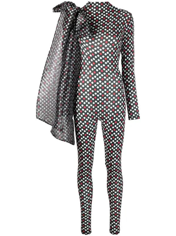 ATU BODY COUTURE Bow-detail Polka-dot Jumpsuit