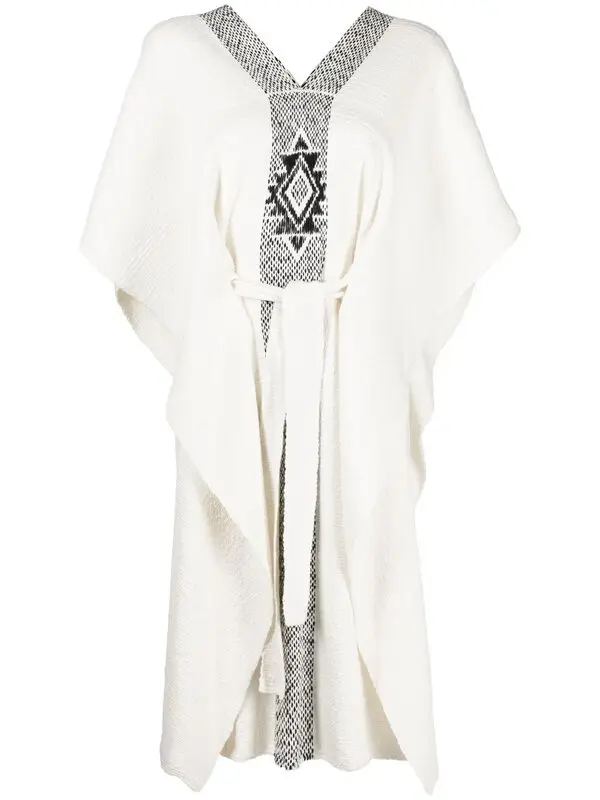Voz Estrella Tied-waist Kaftan - White